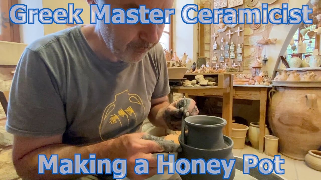 Master in Greek Pottery Sculpts Traditional Cretan Ceramic Honey Pot